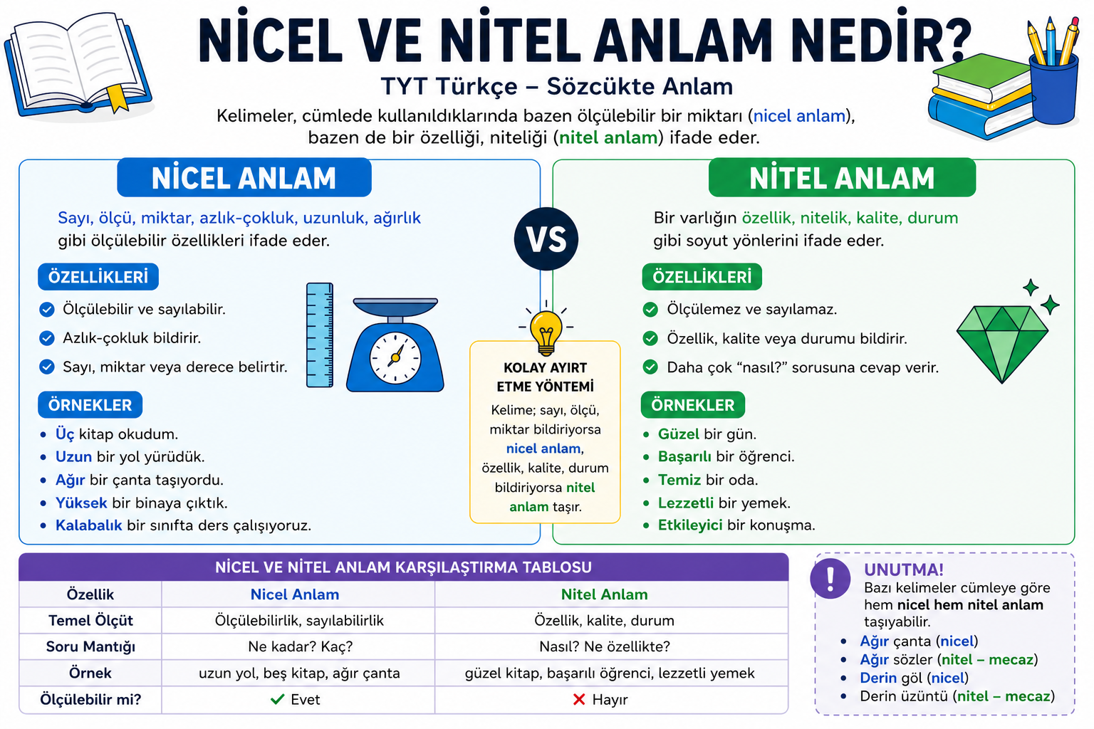 Nicel ve Nitel Anlam Nedir? TYT Türkçe Konu Anlatımı